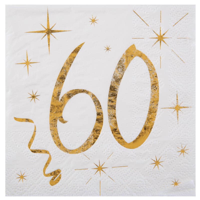 Servietter Hvit & Gull 60-årsfest 10 stk. | Bursdagskongen.com Servietter Hvit & Gull 60-årsfest 10 stk. | Bursdagskongen.com