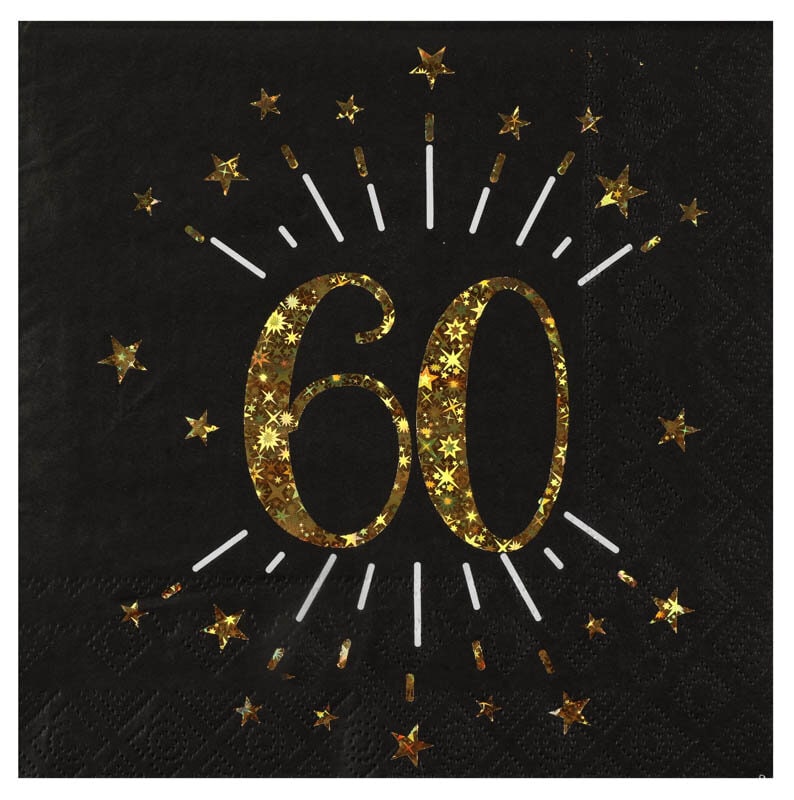 Servietter Svart & Gull 60-årsfest 10 stk. | Bursdagskongen.com Servietter Svart & Gull 60-årsfest 10 stk. | Bursdagskongen.com